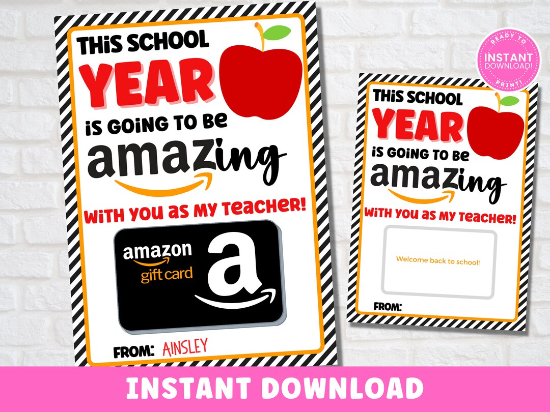 Printable Back to School Teacher Gift Card Holder for First Day With ...