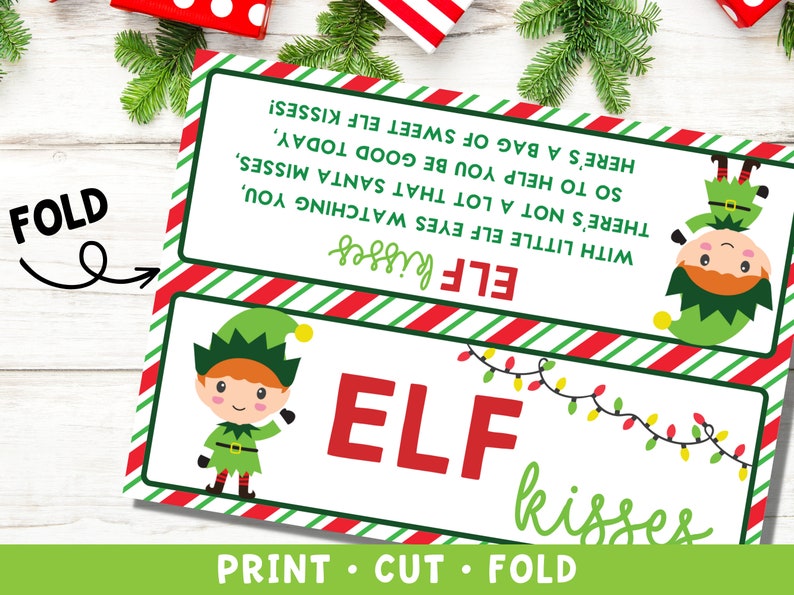 Elf Kisses Treat Bag Topper: Christmas Goody Bag Tags | Instant ...