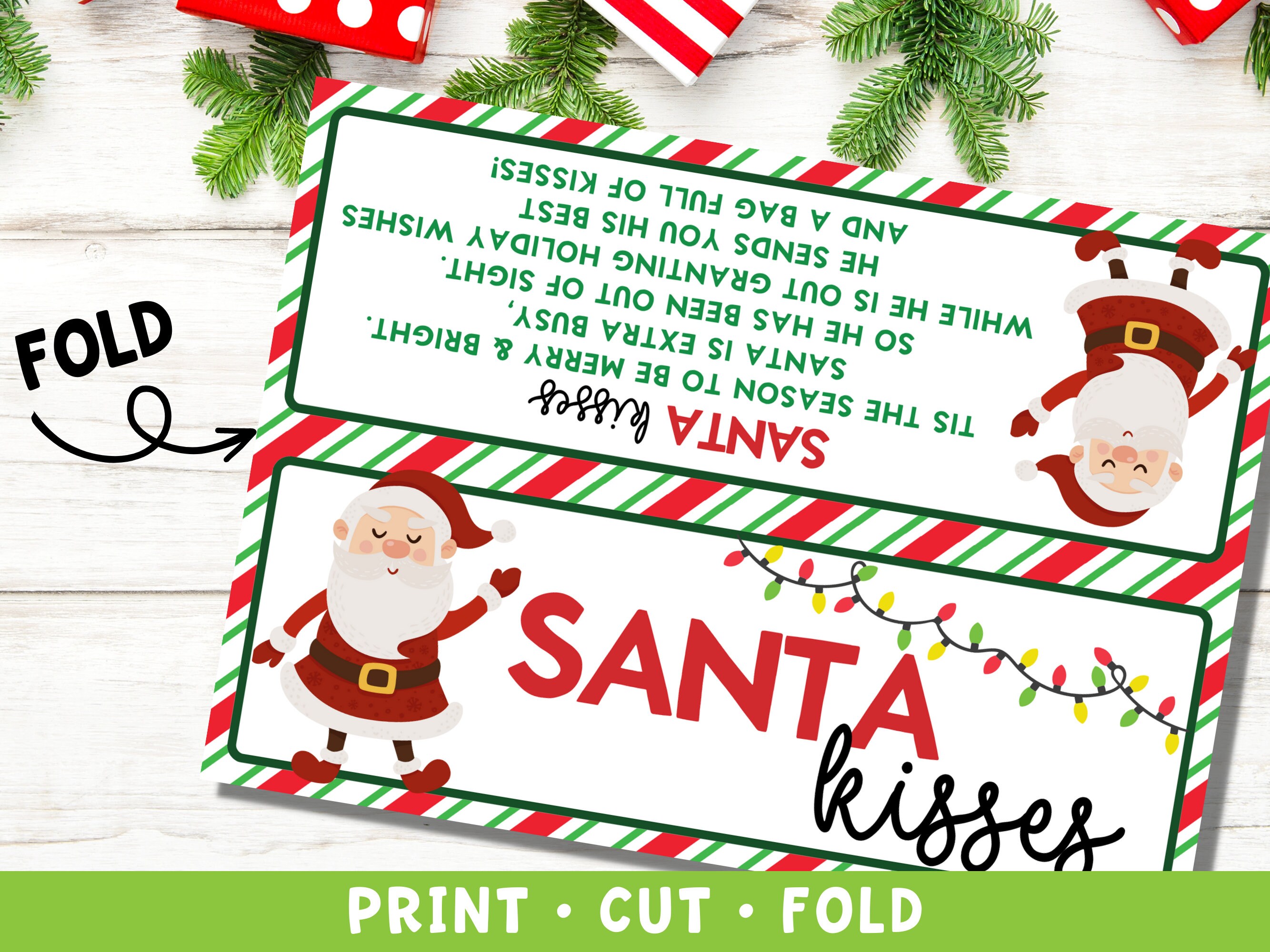 Santa Kisses Treat Topper Digital Download for Christmas Goody Bags ...