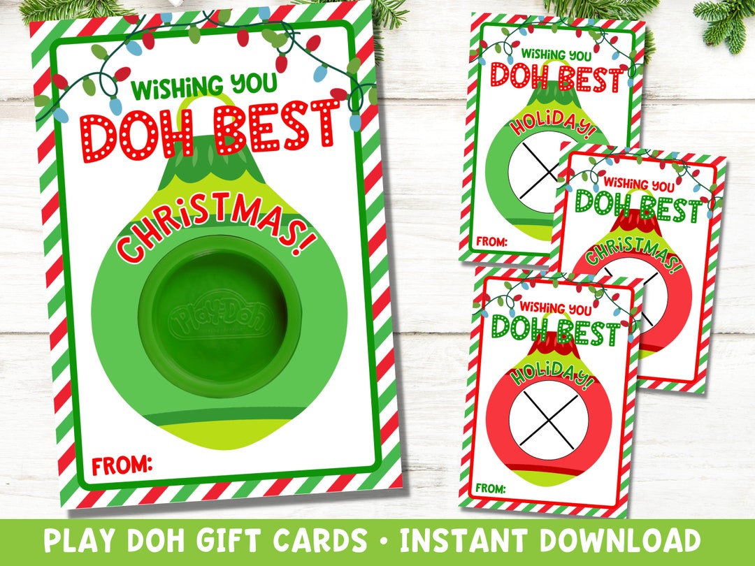 Printable Christmas Play Doh Cards for Kids Activity, Class Gifts ...