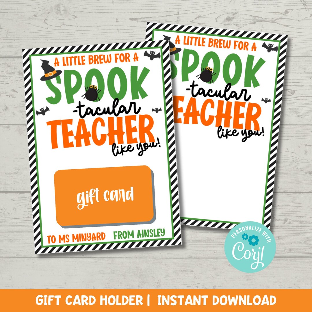 Spooktacular Teacher Coffee Card Holder | Halloween Appreciation Gift ...