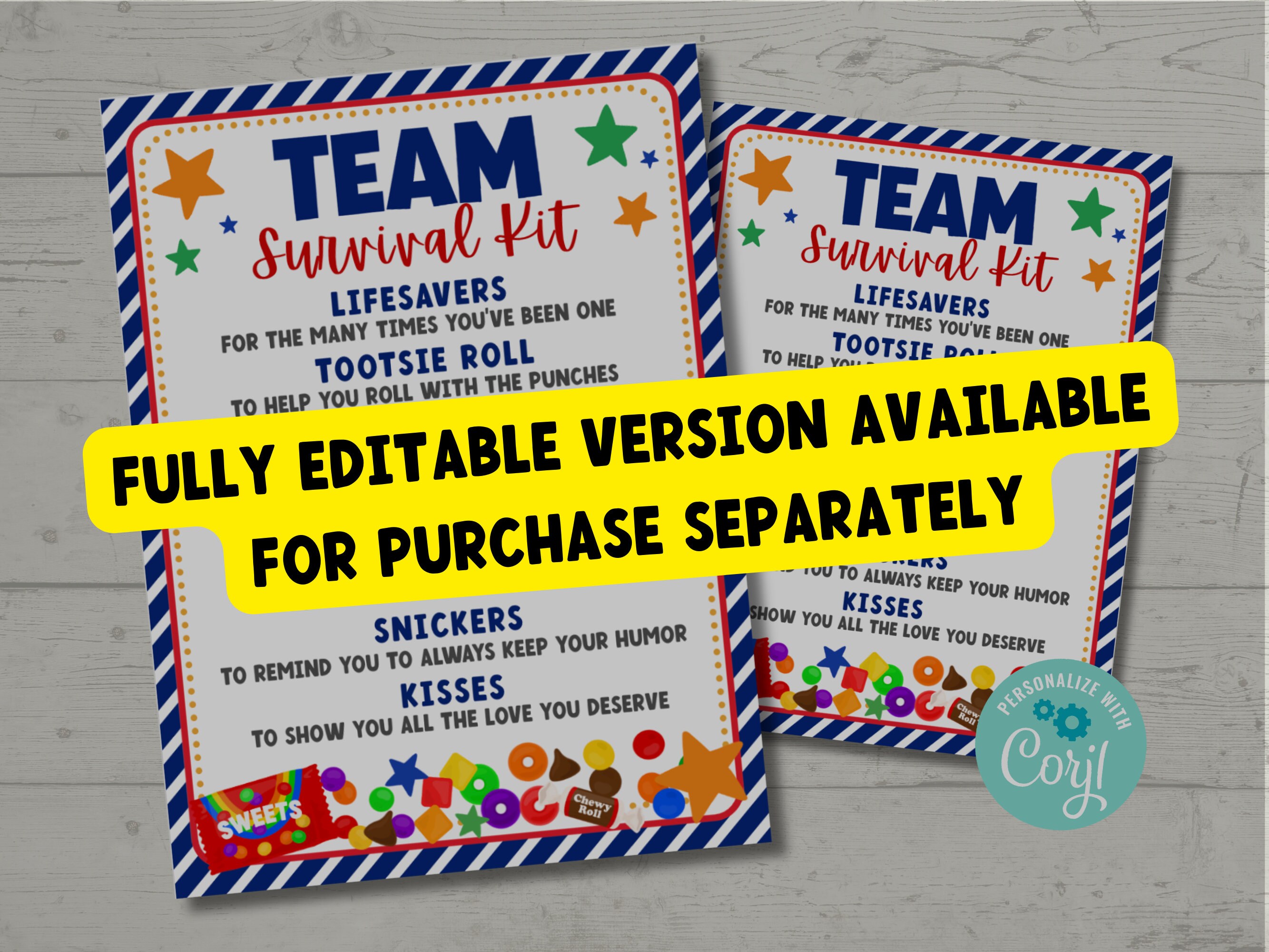 Team Survival Kit Tag Printable: Employee Appreciation Gift | Instant ...