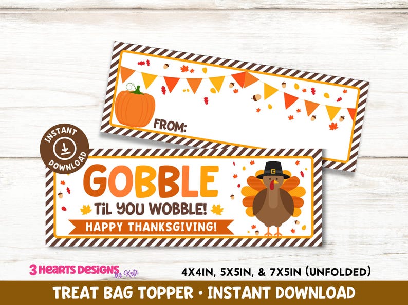 Fall Goodie Bag Toppers | Thanksgiving Treat Tags | Digital Cookie ...