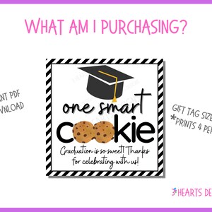 One Smart Cookie Graduation Favor Tag | PDF Digital Download - Etsy