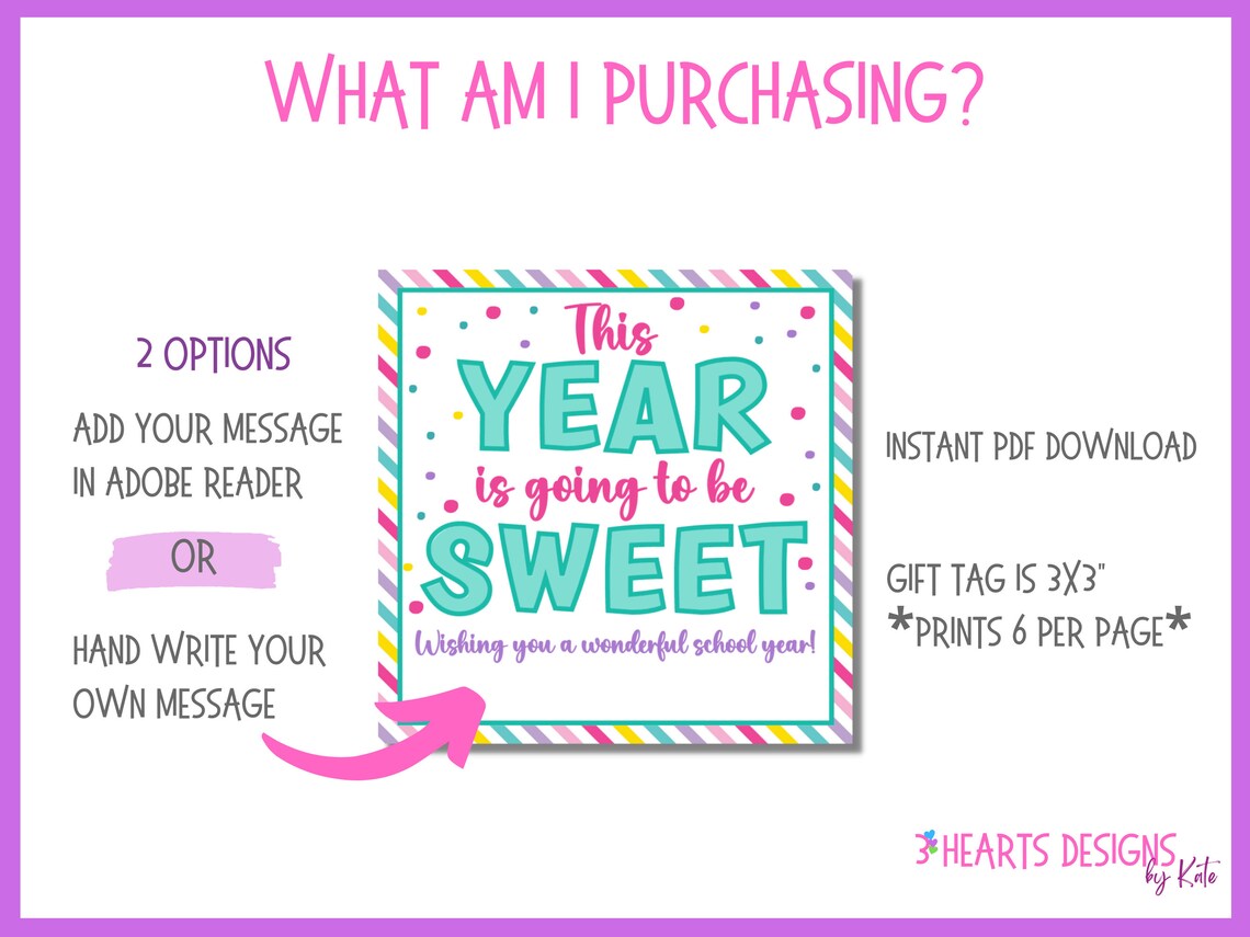 Back to School Teacher Gift Tag Sweet Treats Tag First Day - Etsy