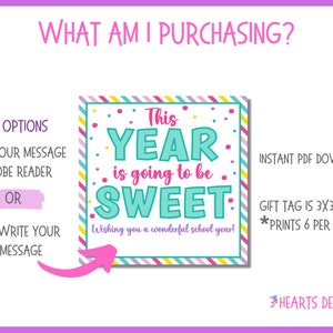 Back to School Teacher Gift Tag | Sweet Treats Tag | First Day of ...