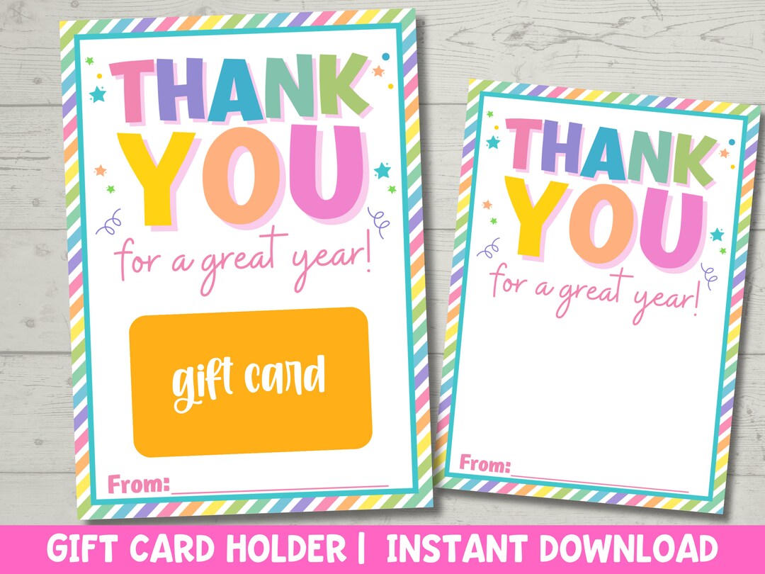 Printable Teacher Appreciation Gift Card Holder | Teacher Thank You ...
