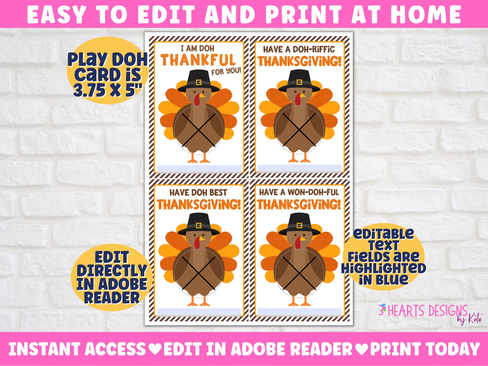 Thanksgiving Play Doh Cards Printable Kids Activity - Etsy