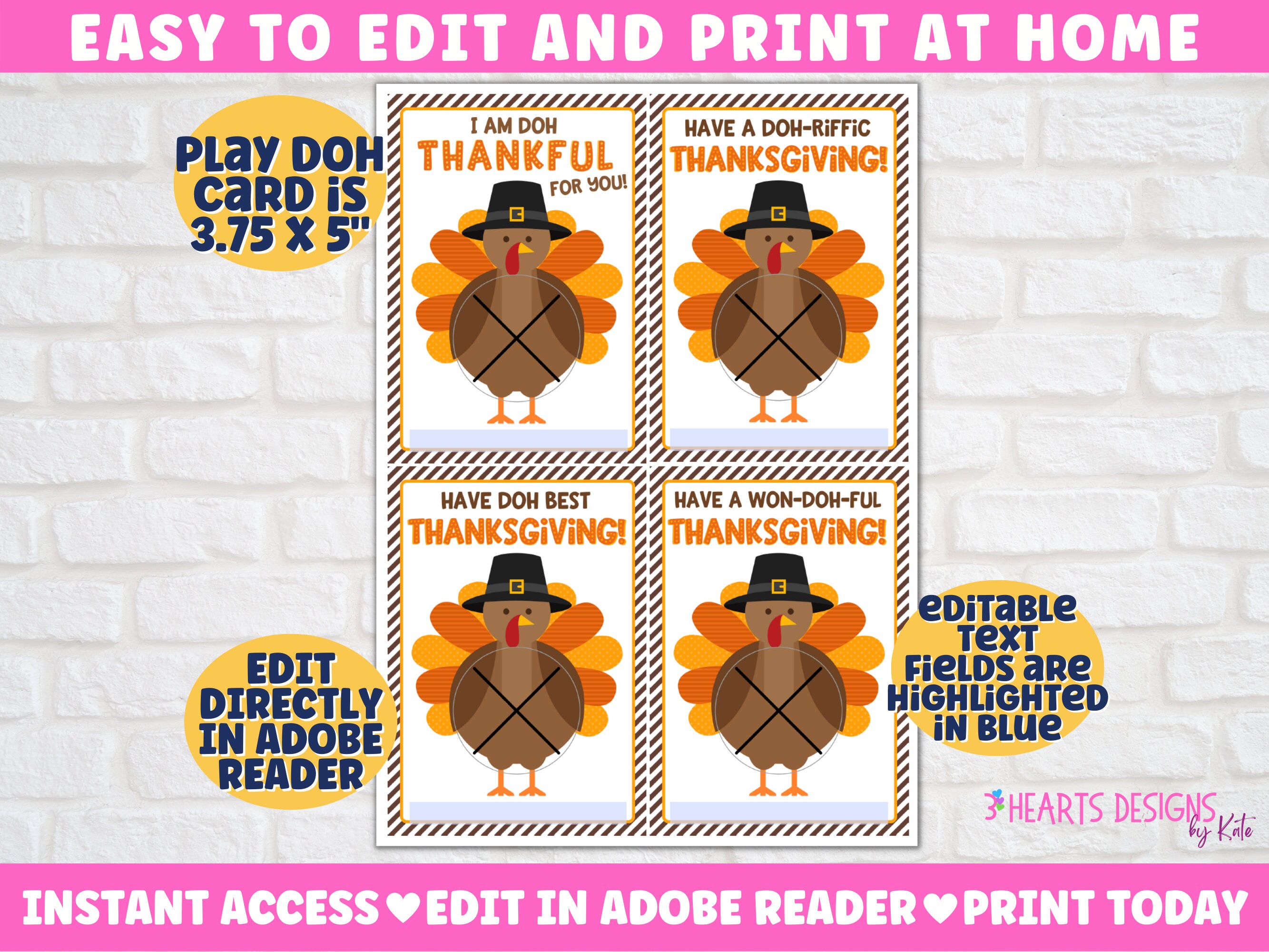 Thanksgiving Play Doh Cards Printable Kids Activity - Etsy