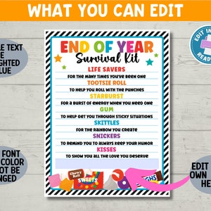 Teacher Survival Kit Gift Tag: End of Year Printable | Instant Download ...