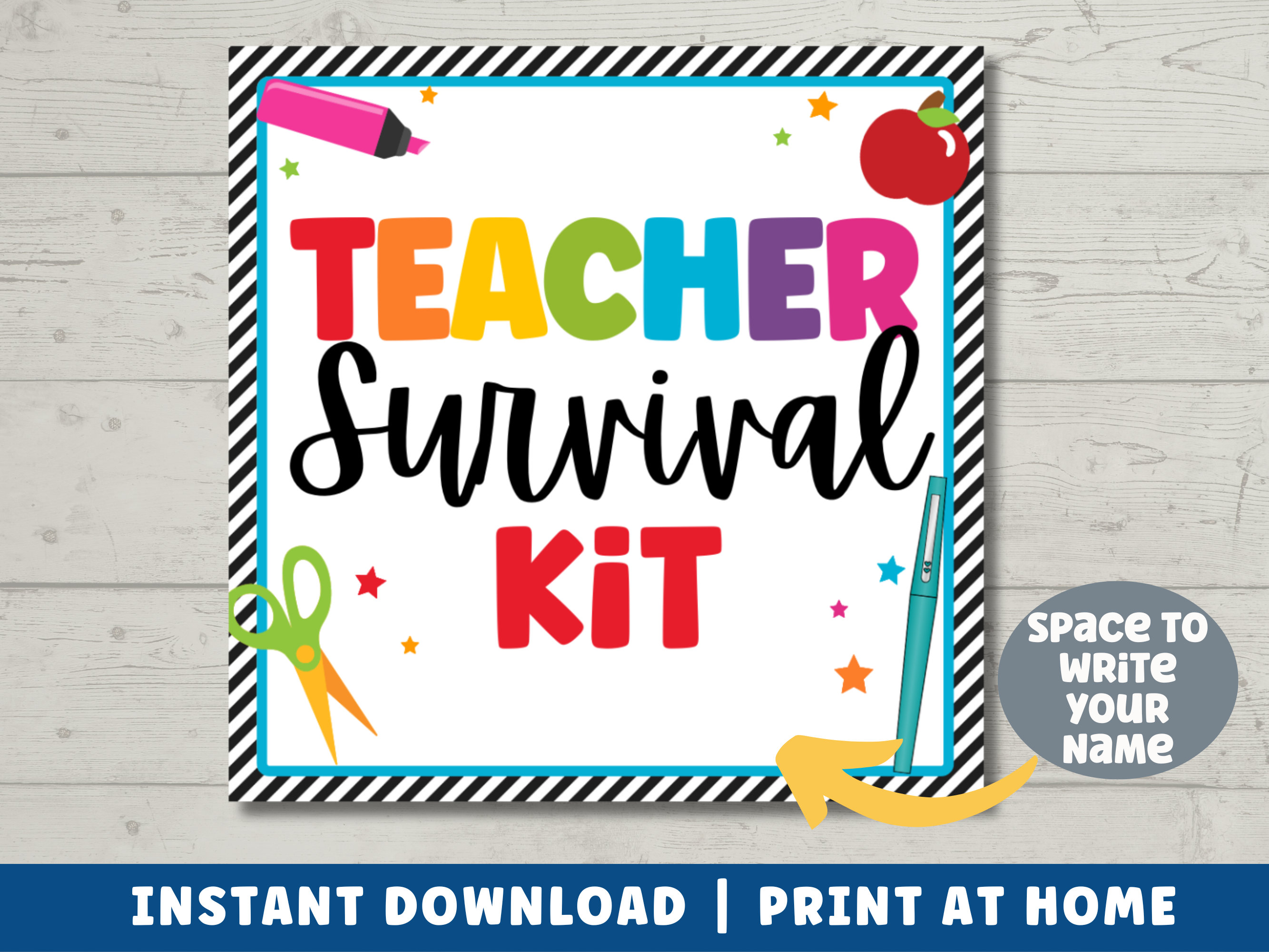 Printable Teacher Survival Kit Tags for First Day and Beyond – Instant ...
