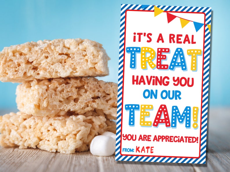 Team Appreciation Gift Tag Rice Treat Team Tag Staff Gift - Etsy