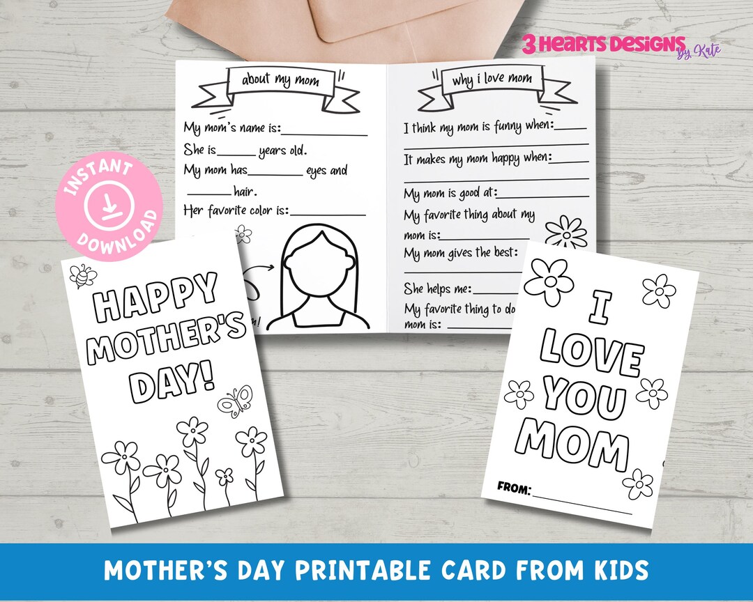 Printable Mother's Day Card: All About Mom Coloring Page | Instant ...