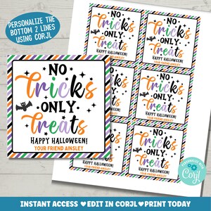 Editable Halloween Favor Tags | Trick or Treat Party Printables - Etsy