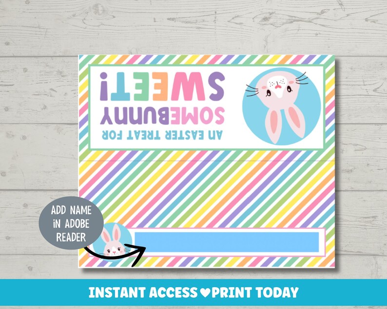 Easter Bunny Treat Bag Topper: Spring Favor Tag | Instant Download - Etsy