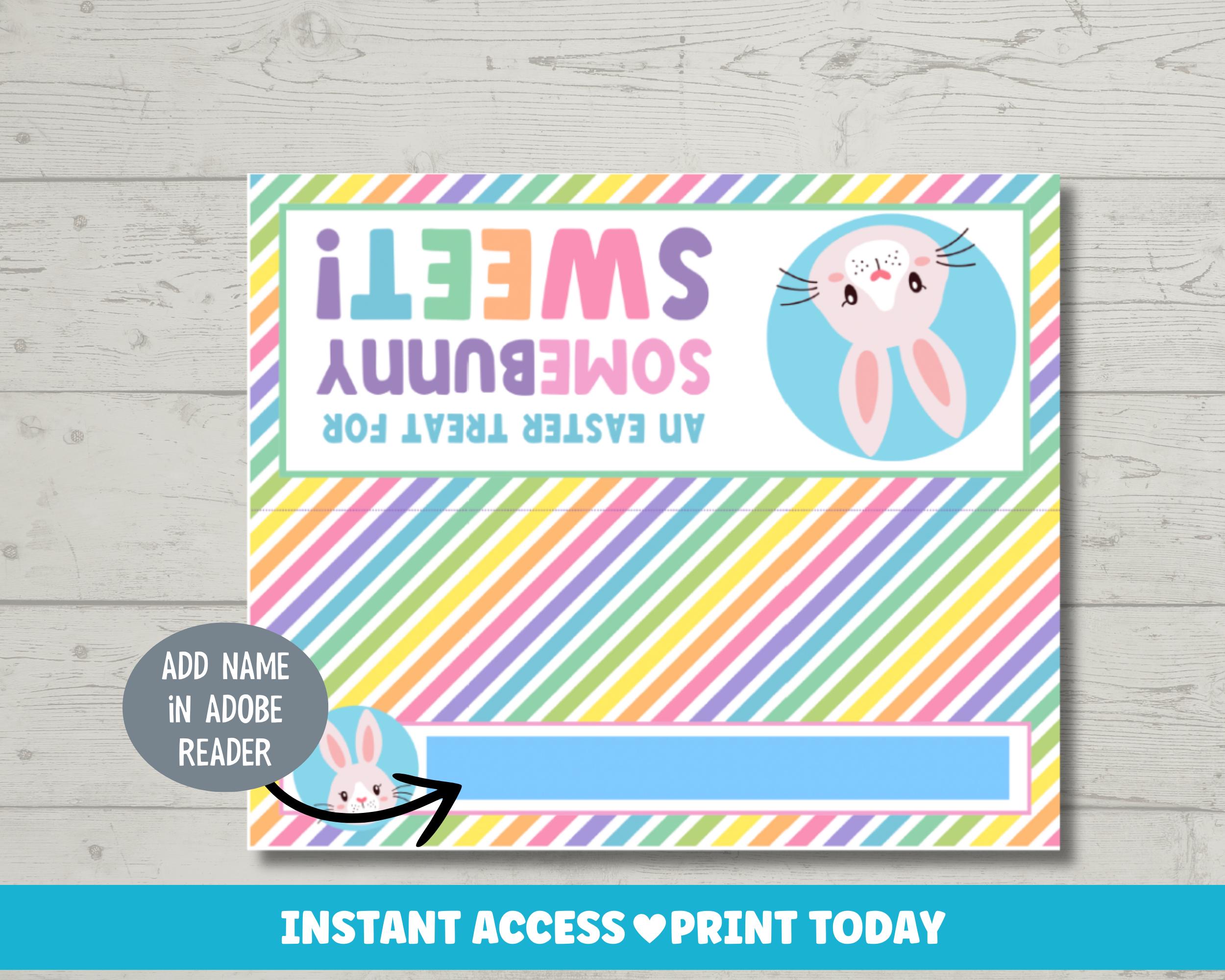 Easter Bunny Treat Bag Topper: Spring Favor Tag | Instant Download - Etsy