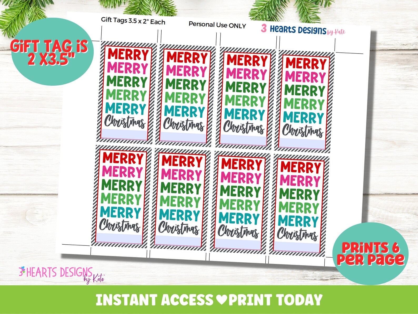 Printable Christmas Gift Tags | Merry Christmas Tags | Holiday Gift ...