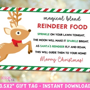 Magic Reindeer Food Tag Printable | Christmas Eve Box | Classroom ...