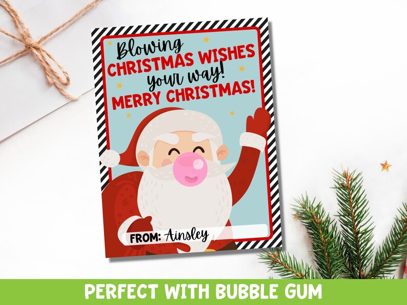 Bubble Gum Christmas Tags | Printable Holiday Gift Tags | Instant ...