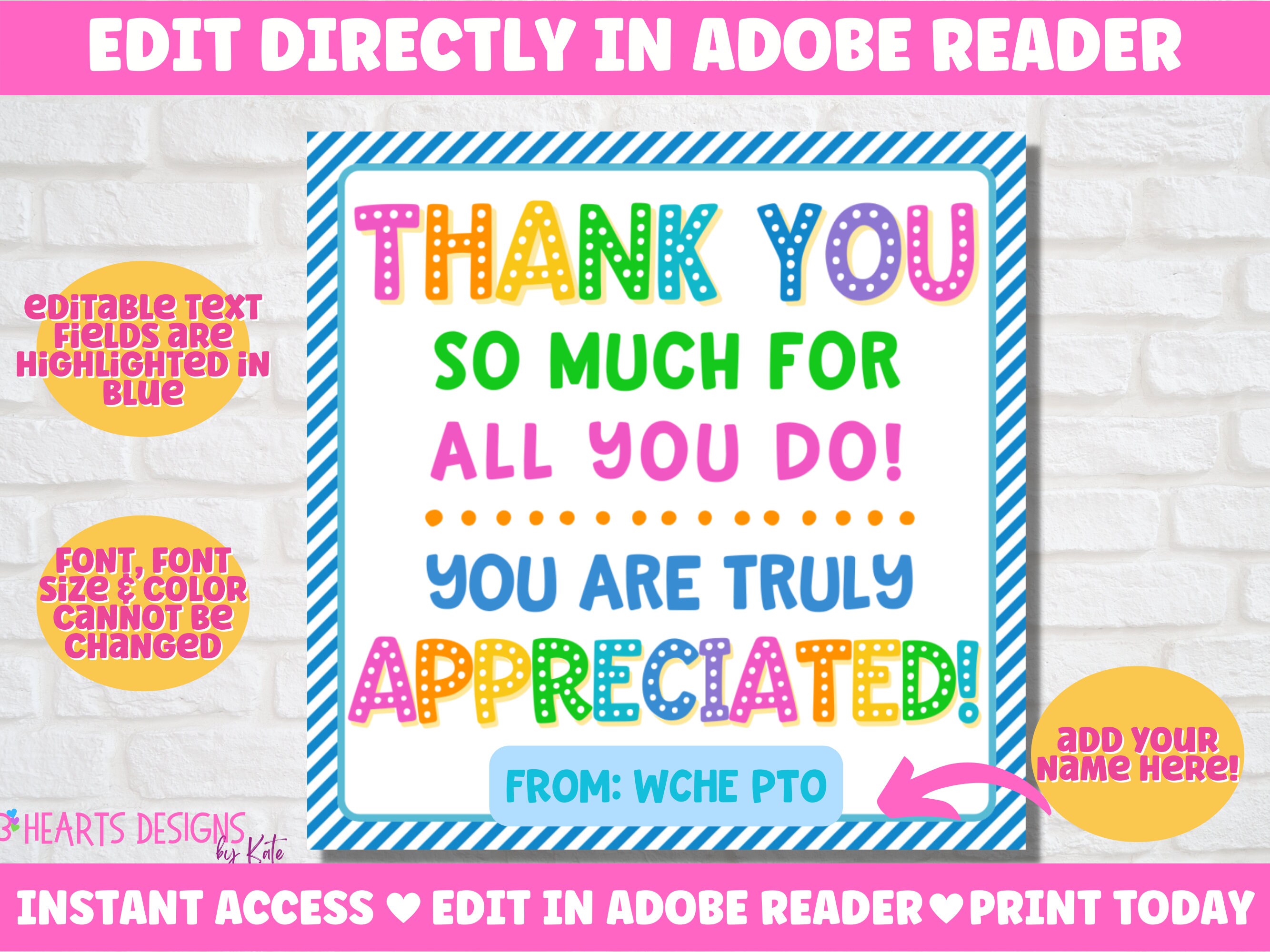 Editable Thank You Tags Teacher Appreciation Staff - Etsy