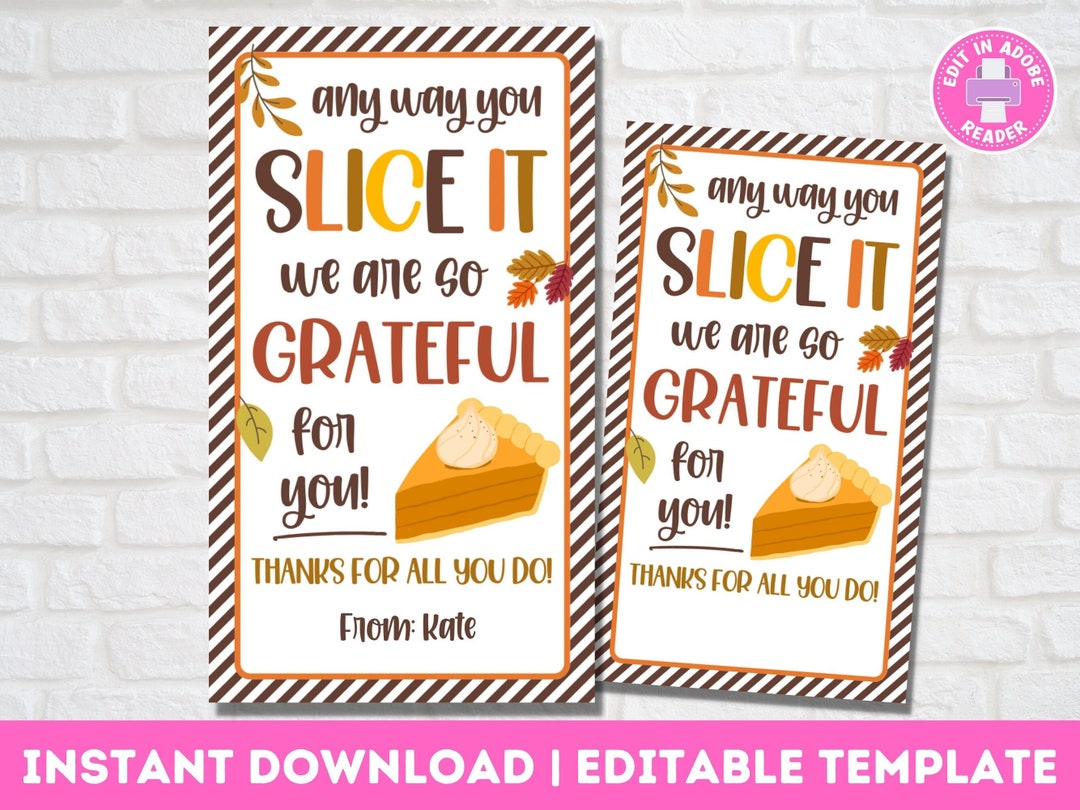 Thanksgiving Pie Gift Tags Printable | Staff Appreciation Autumn Labels ...