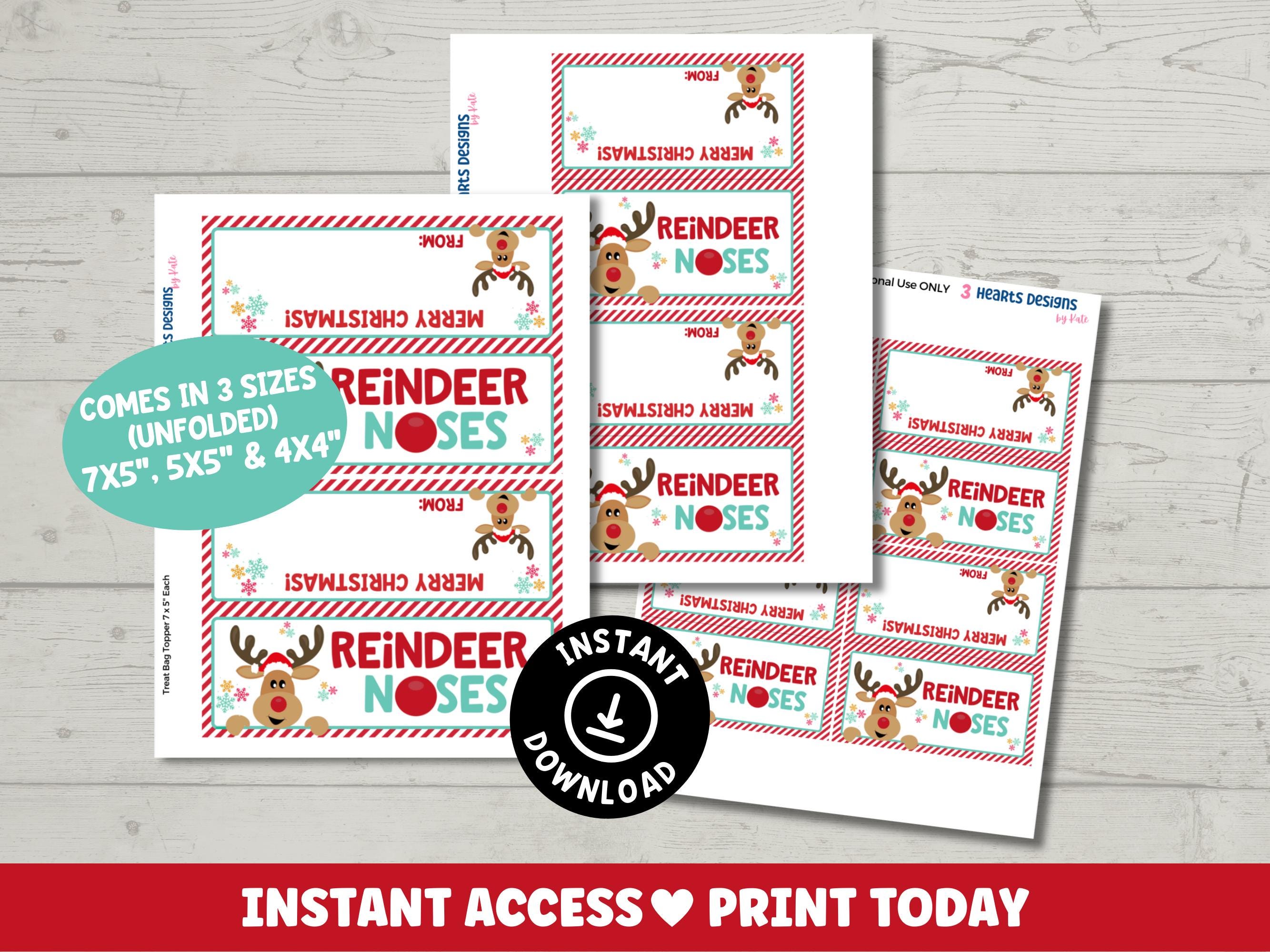 Reindeer Noses Treat Bag Topper Printable | Holiday Classroom Favors ...