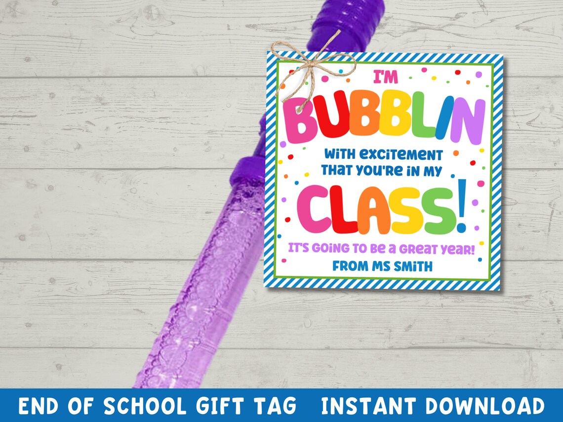 Back to School Gift Tag | Bubbles Gift Tag Gift From Teacher | First ...