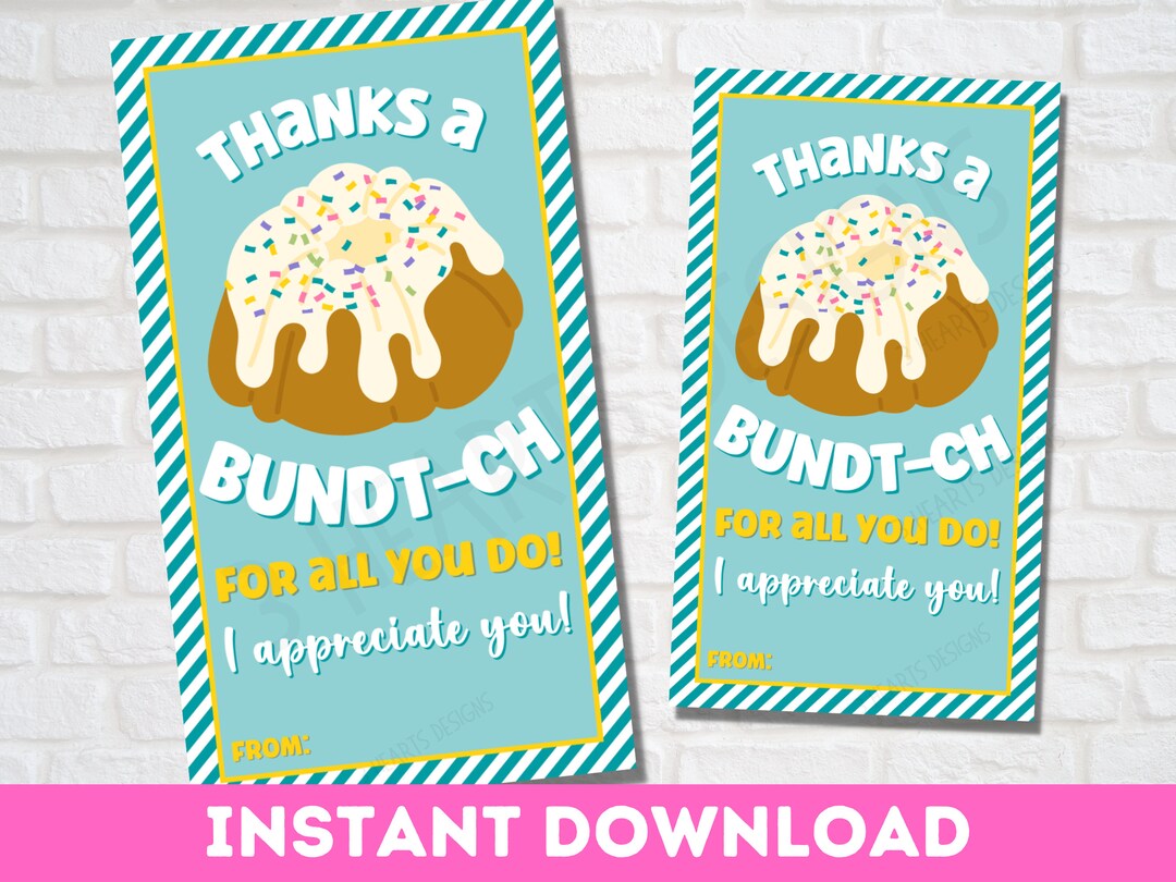 Bundt Cake Gift Tag Printable | Bundt Cake Thank You Gift Tag | Friend ...