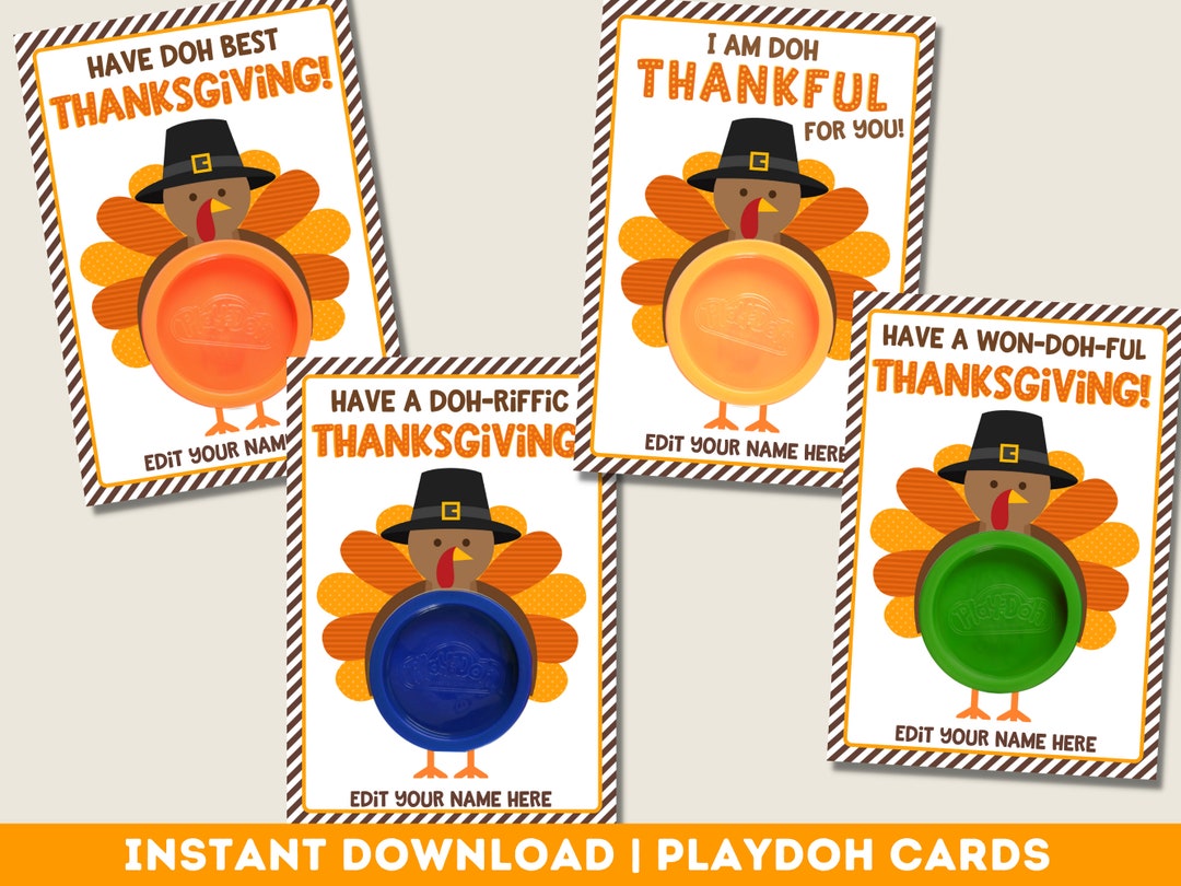 Thanksgiving Play Doh Cards Printable Kids Activity Thanksgiving Table ...