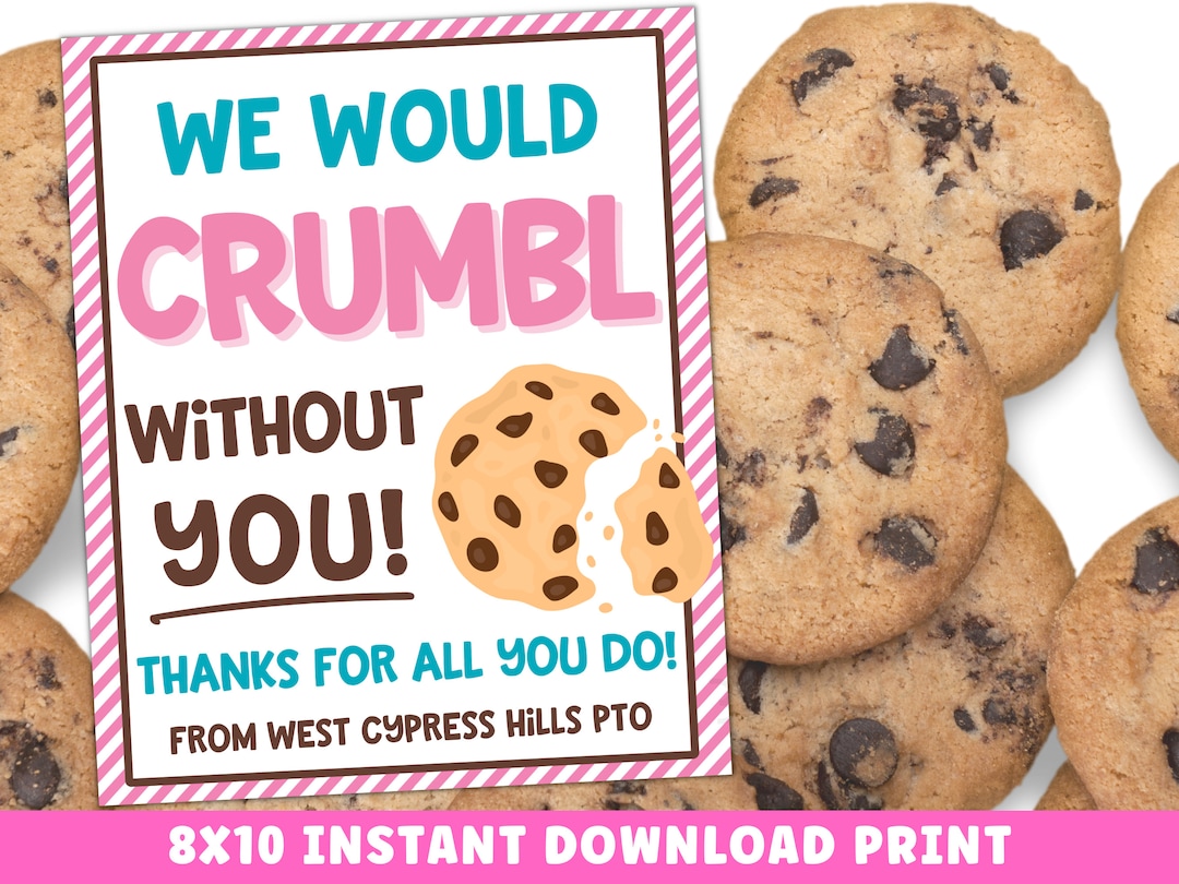 Printable Teacher Appreciation Cookie Sign for School PTO Instant ...