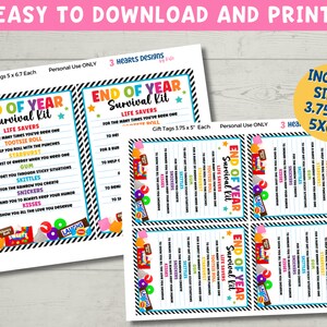 Teacher Survival Kit Gift Tag: End of Year Printable | Instant Download ...