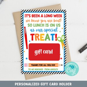 Teacher Gift Card Holder Printable Editable Template for Staff ...