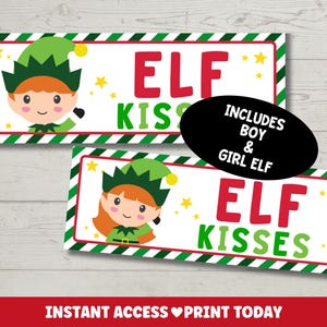Elf Kisses Treat Bag Topper for Kids | Holiday Goodie Instant Download ...