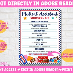 Medical Appreciation Survival Kit Printable | Medical Assistant ...