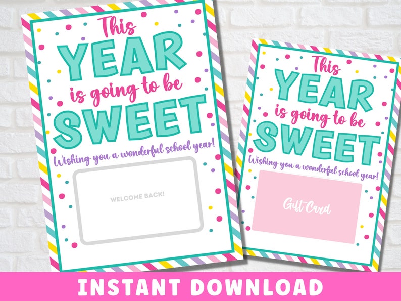 Back to School Gift Card Holder Printable: Sweet Teacher Tag | Instant ...