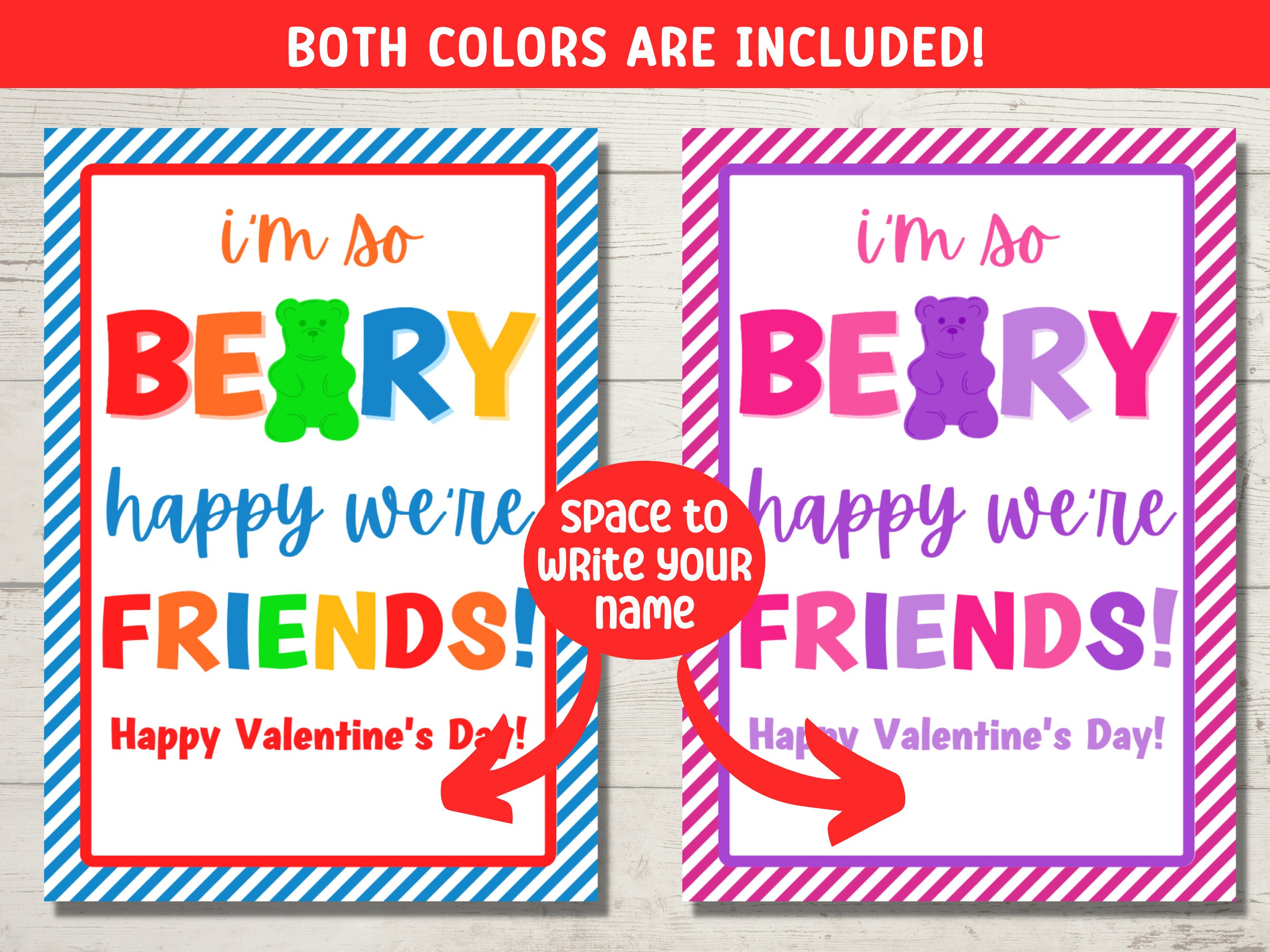 Classroom Valentines Gummy Bears Printable Valentines - Etsy