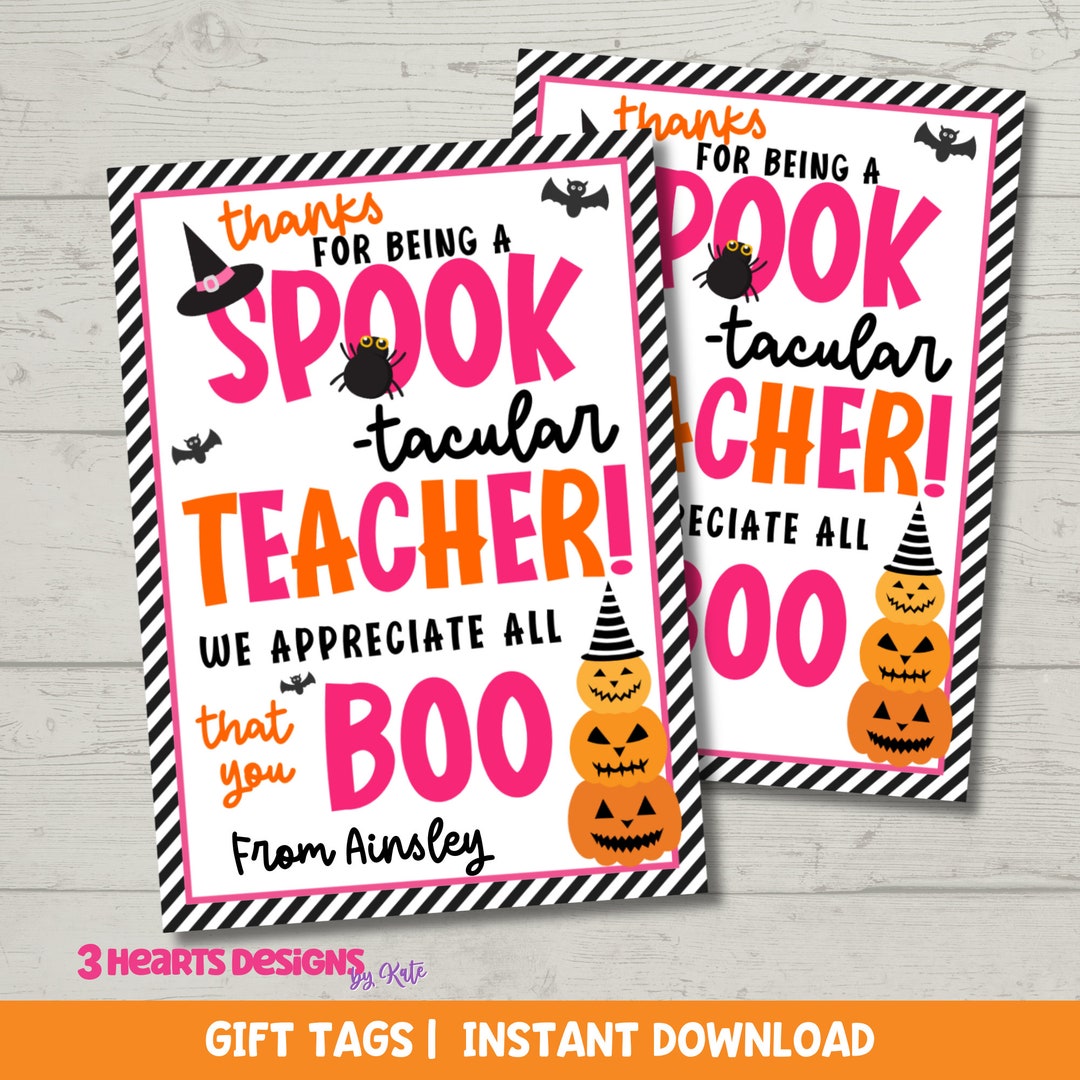 Spooktacular Pink Halloween Gift Tags for Teacher Appreciation ...
