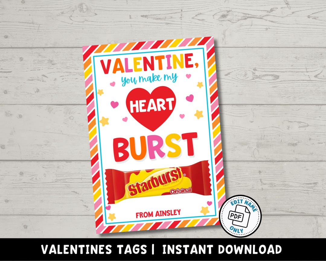 Valentine You Make My Heart Burst Card | Classroom Valentine Cards for ...