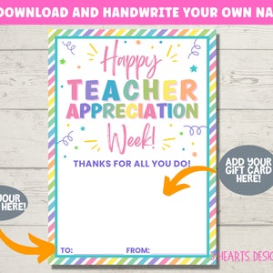 Teacher Appreciation Printable Gift Card Holder | Teacher Appreciation ...