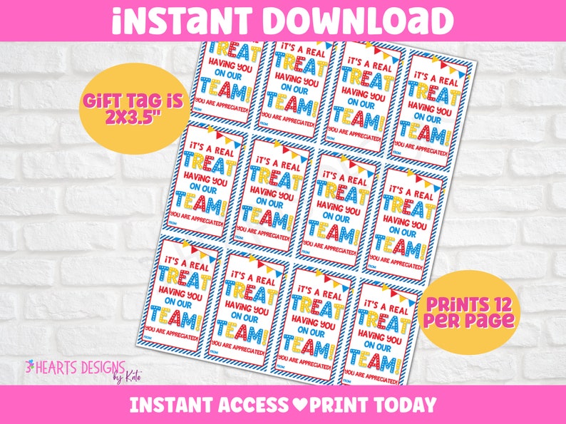 Team Appreciation Gift Tag Rice Treat Team Tag Staff Gift - Etsy