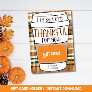 Coffee Gift Card Holder Printable Thanksgiving Teacher Appreciation ...