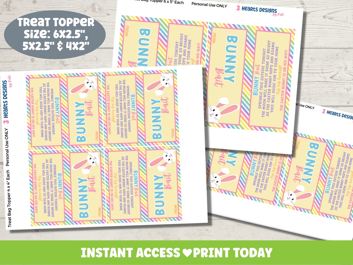Easter Bunny Bait Treat Bag Topper: Printable Gift Tag | Instant ...