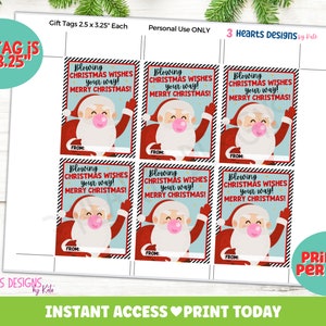 Bubble Gum Christmas Tags | Printable Holiday Gift Tags | Instant ...