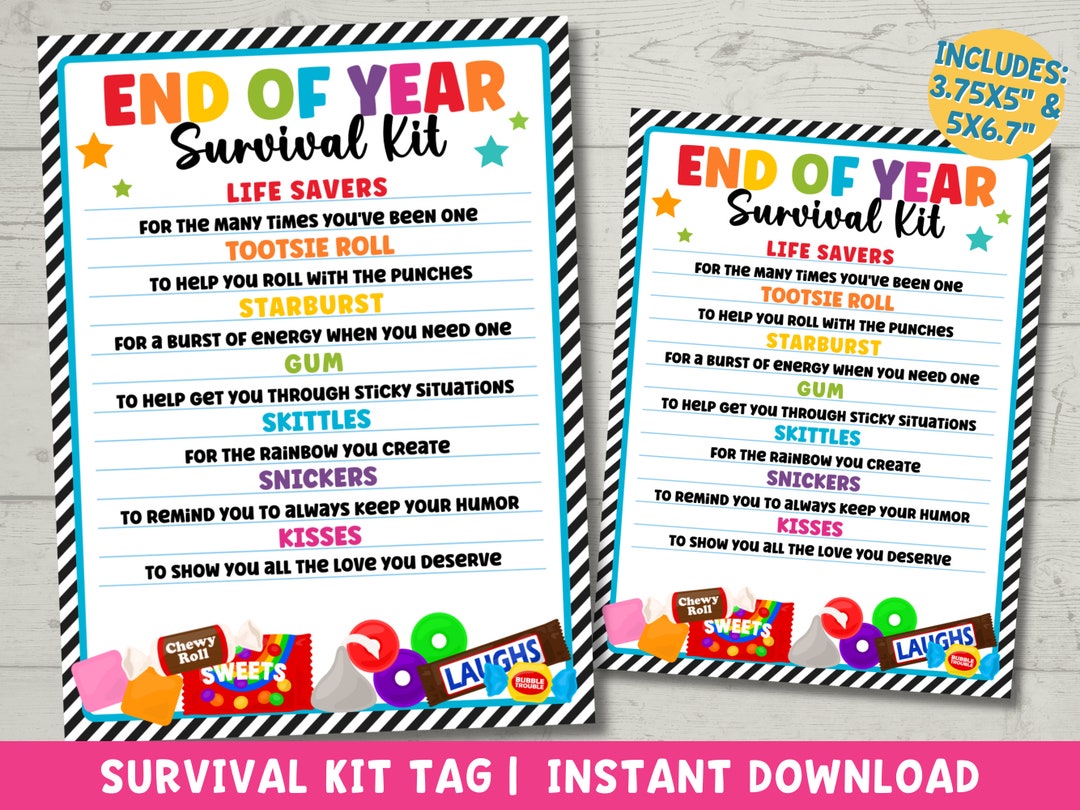 Teacher Survival Kit Gift Tag: End of Year Printable | Instant Download ...