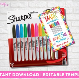 Printable Teacher Appreciation Gift Tag: Editable Marker Design ...