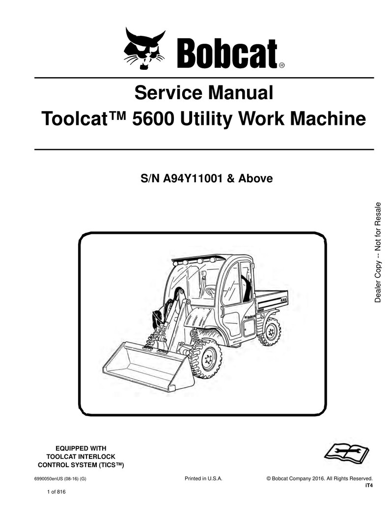 Bobcat 5600 Toolcat Utility Work Machine Service Manual - Etsy