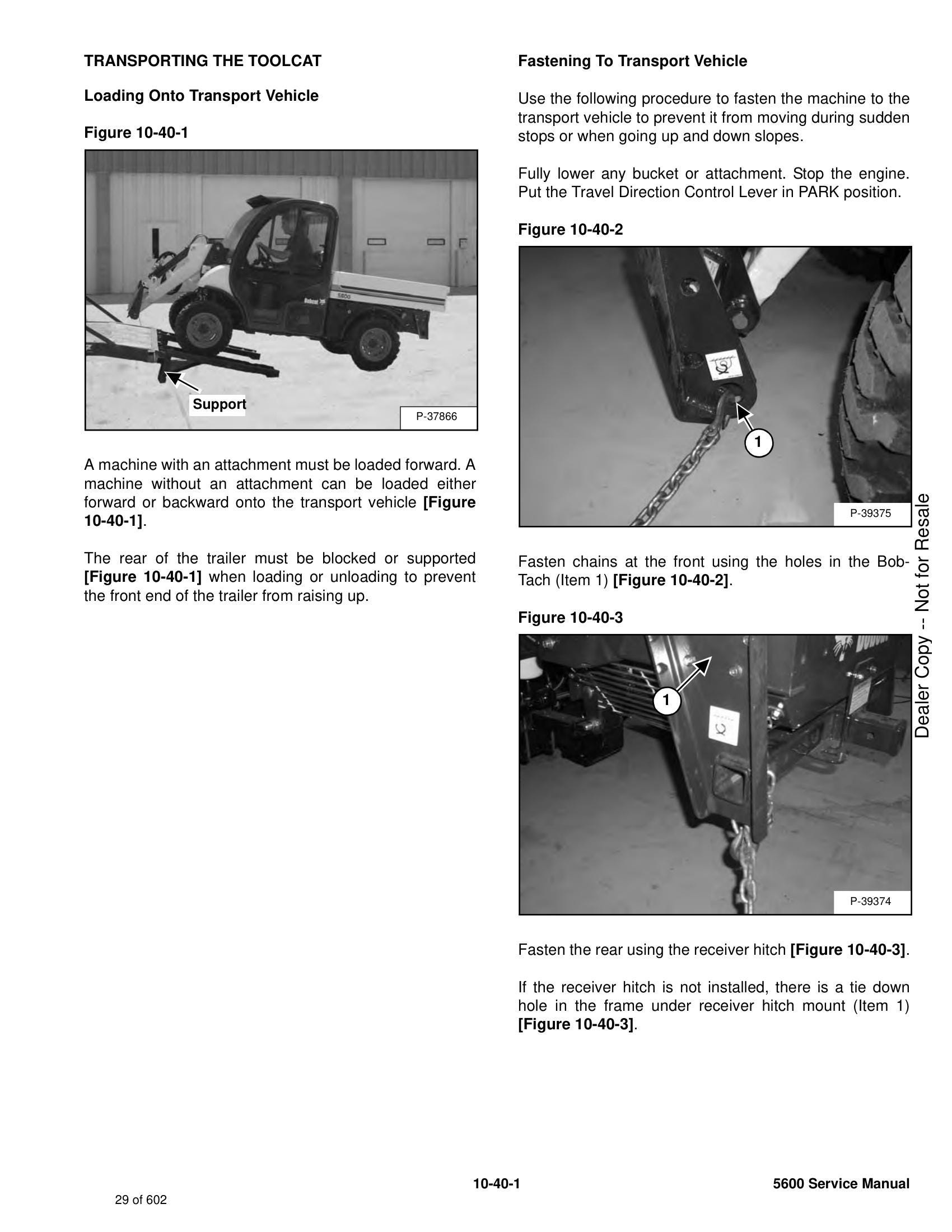 Bobcat 5600 Toolcat Skid Steer Loader Service Manual - Etsy