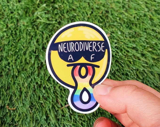 Neurodivergent Emoji Sticker. Neurodiverse AF, ADHD, Autism, Glossy ...