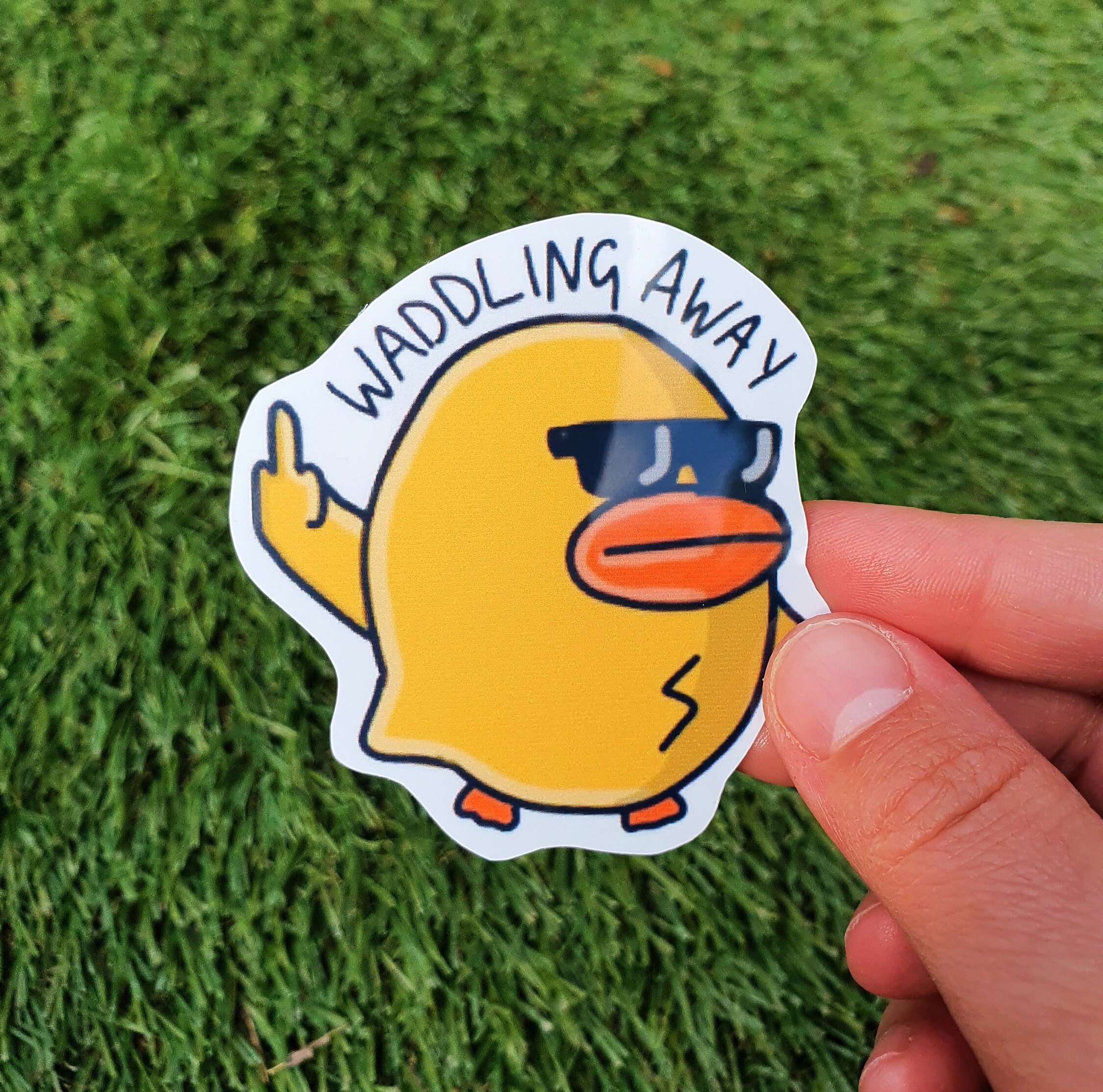Middle Finger Duck, Waddling Away, Funny Ducks, Glossy Vinyl, Laminated ...
