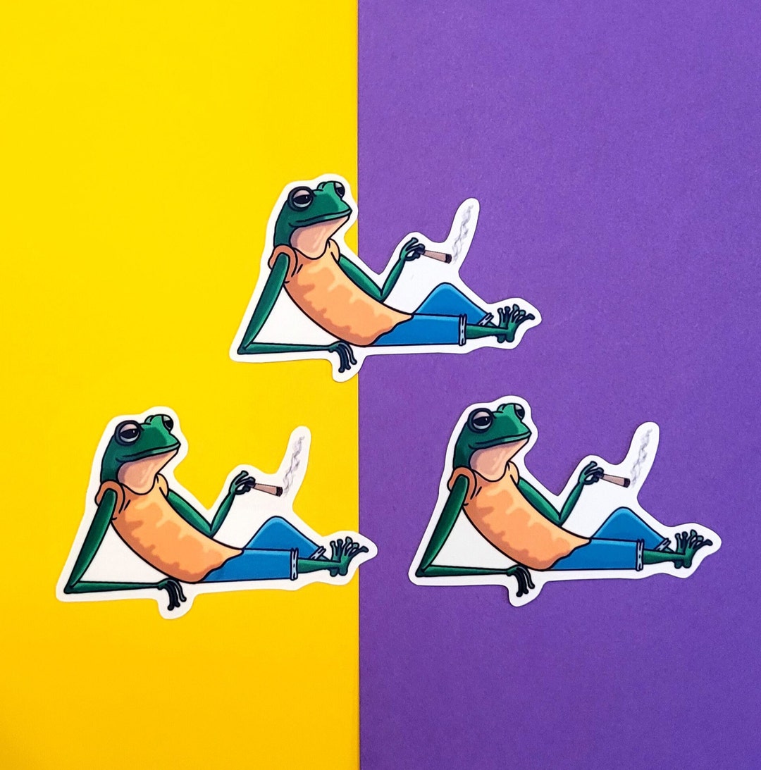 Frog Smoking Weed Sticker, Gift for Stoner, Hippie Sticker for ...